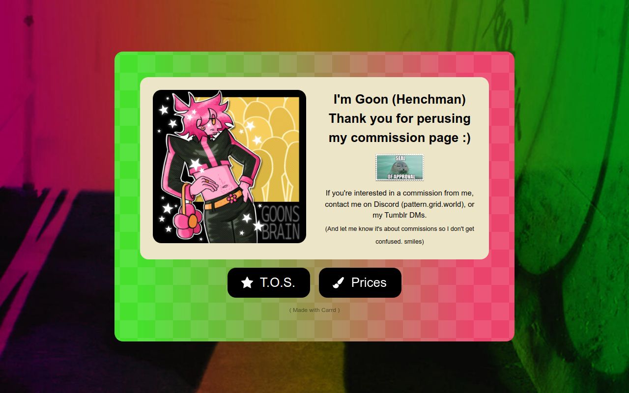 goons commission info